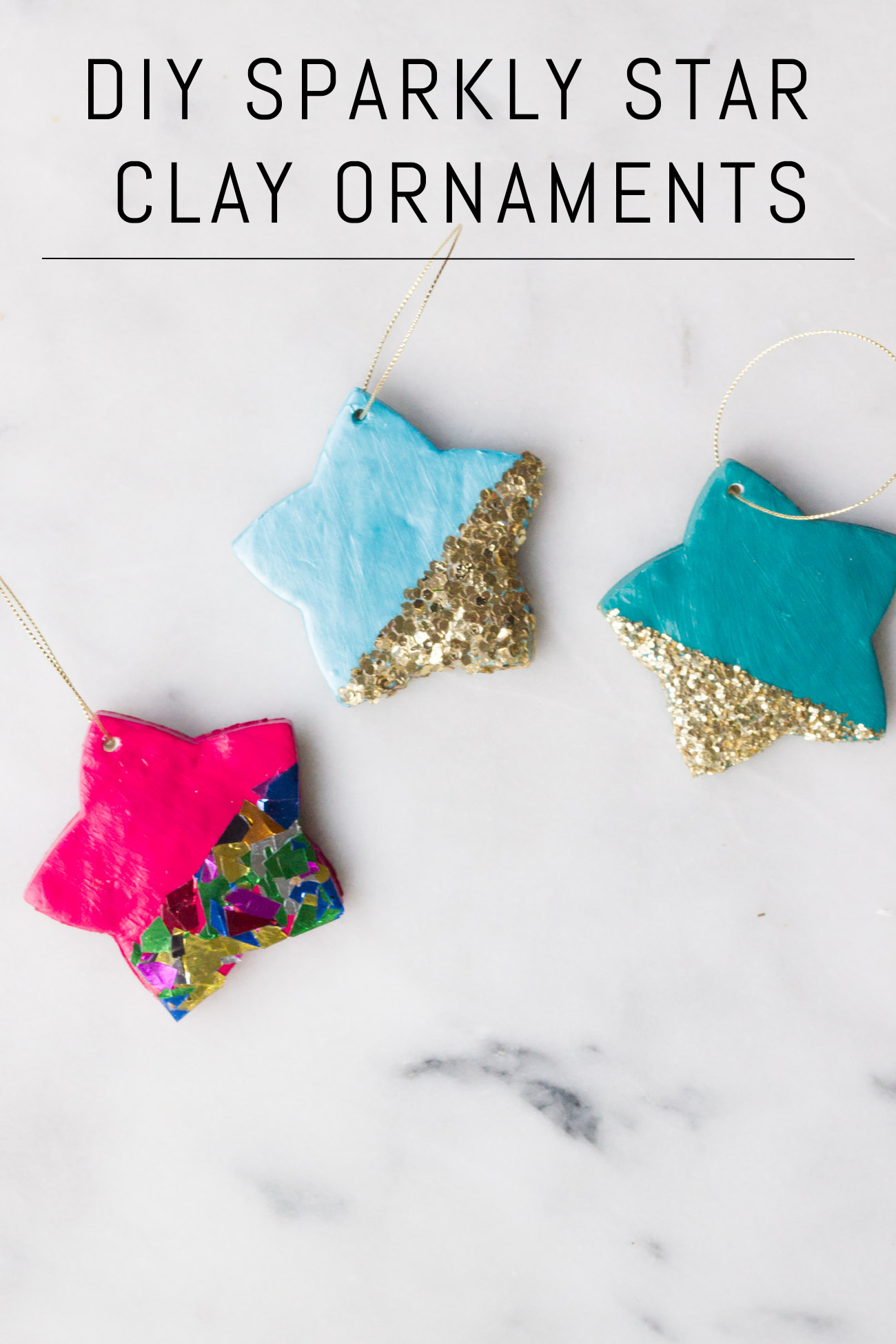 DIY Sparkly Star Clay Ornaments - Erin Spain