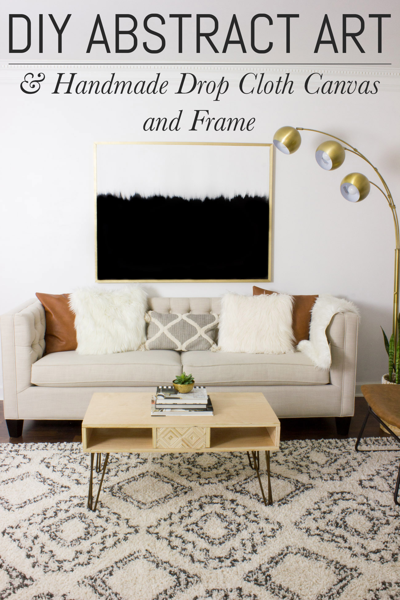 DIY Abstract Art with Handmade Drop Cloth Canvas & Frame - Erin Spain