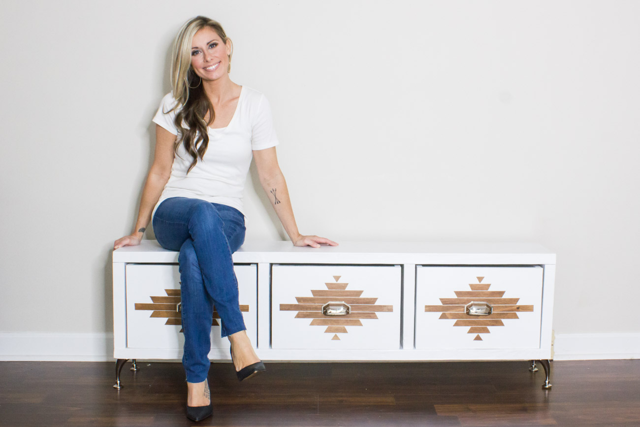 DIY Storage Bench with an Aztec Inspired Design 2.0 - Erin Spain