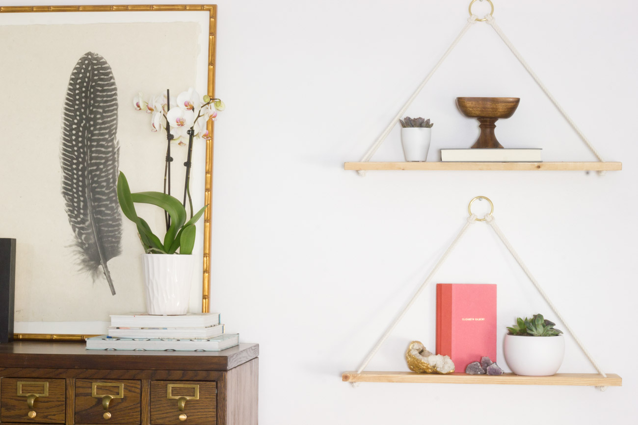 DIY Hanging Rope Wall Shelves (& How to Hang Them Level) - Erin Spain