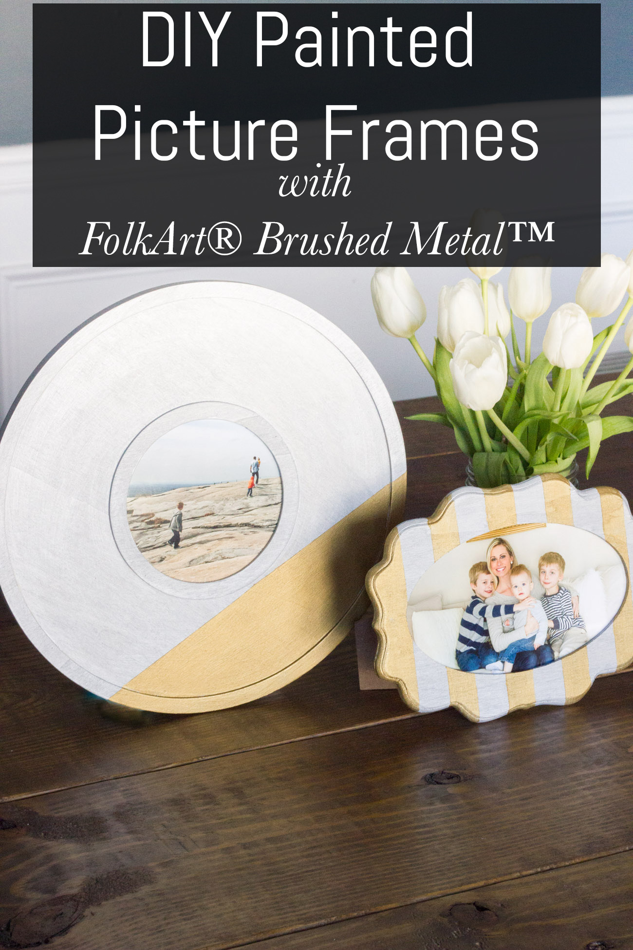 DIY Painted Picture Frames with FolkArt Brushed Metal - Erin Spain