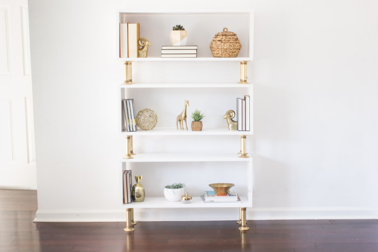 DIY Pipe Bookshelf (with a Modern "Glam" Spin on Industrial Style ...