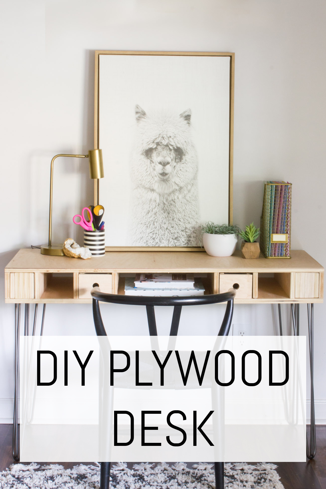 DIY Plywood Desk with Hairpin Legs - Erin Spain