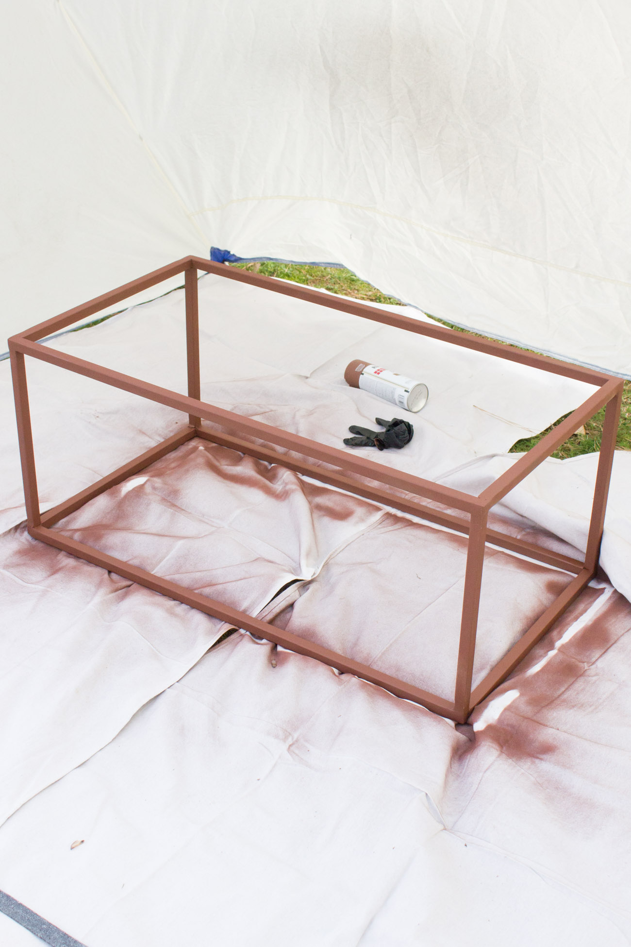 DIY Welded Steel & Faux Marble Coffee Table - Erin Spain