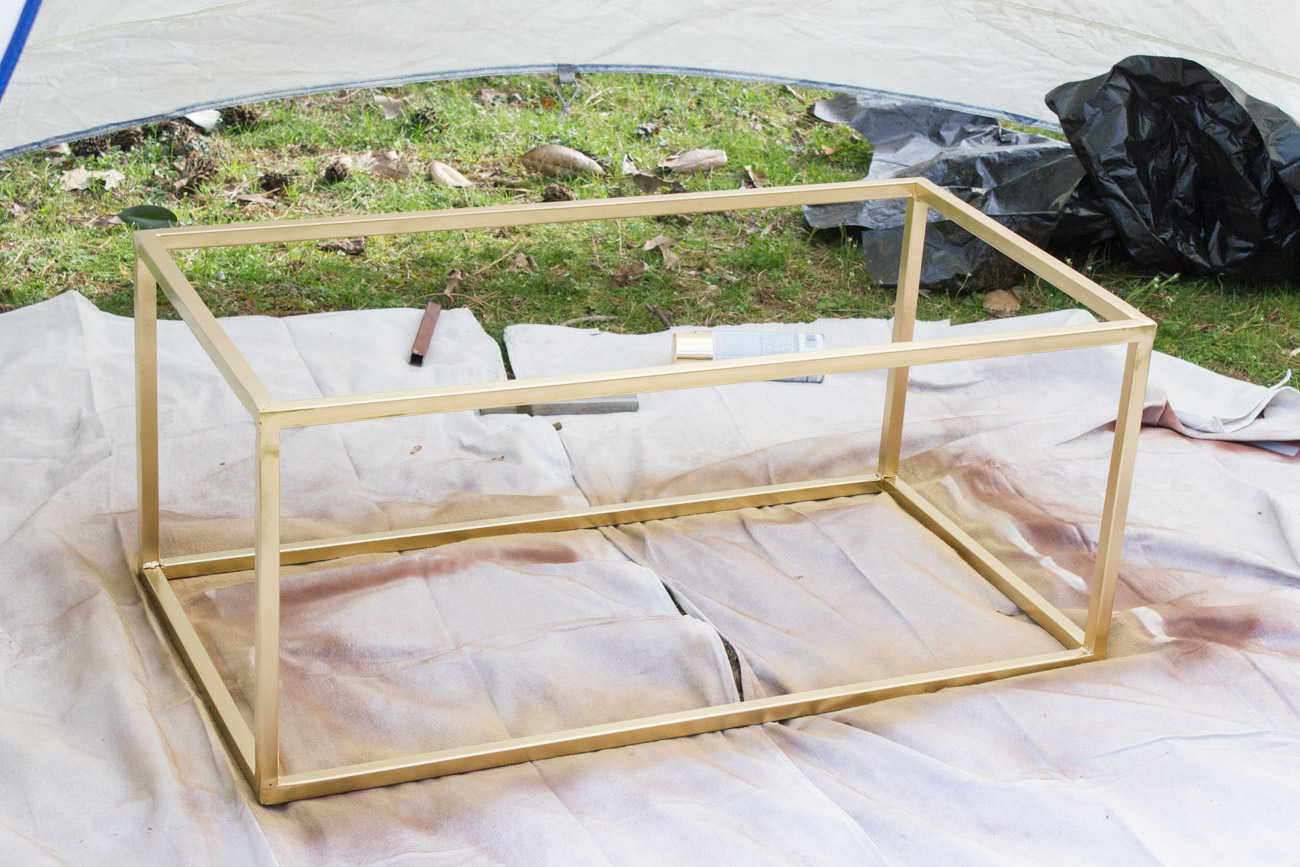 DIY Welded Steel & Faux Marble Coffee Table - Erin Spain