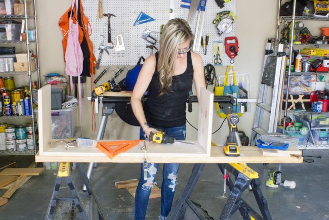 DIY Charred Wood Arm Rest Side Table {Shou Sugi Ban Technique} - Erin Spain