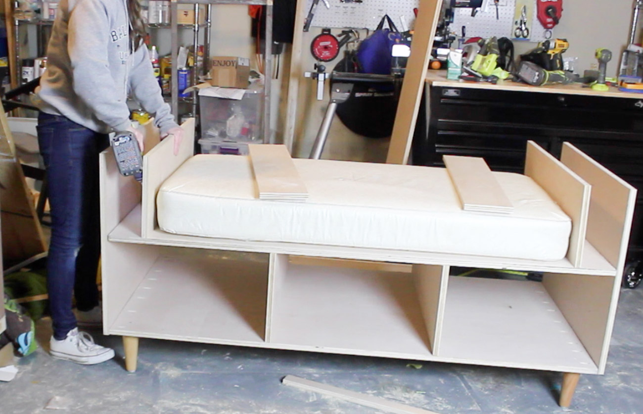 DIY Plywood Mini Daybed (Upcycle an Old Crib Mattress!) - Erin Spain