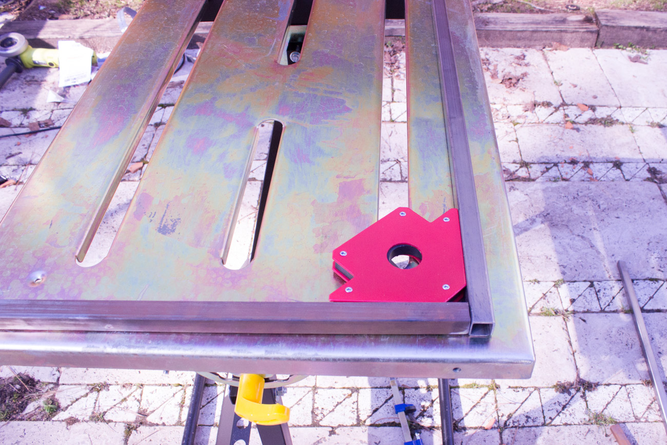 DIY Welded Steel & Faux Marble Coffee Table - Erin Spain