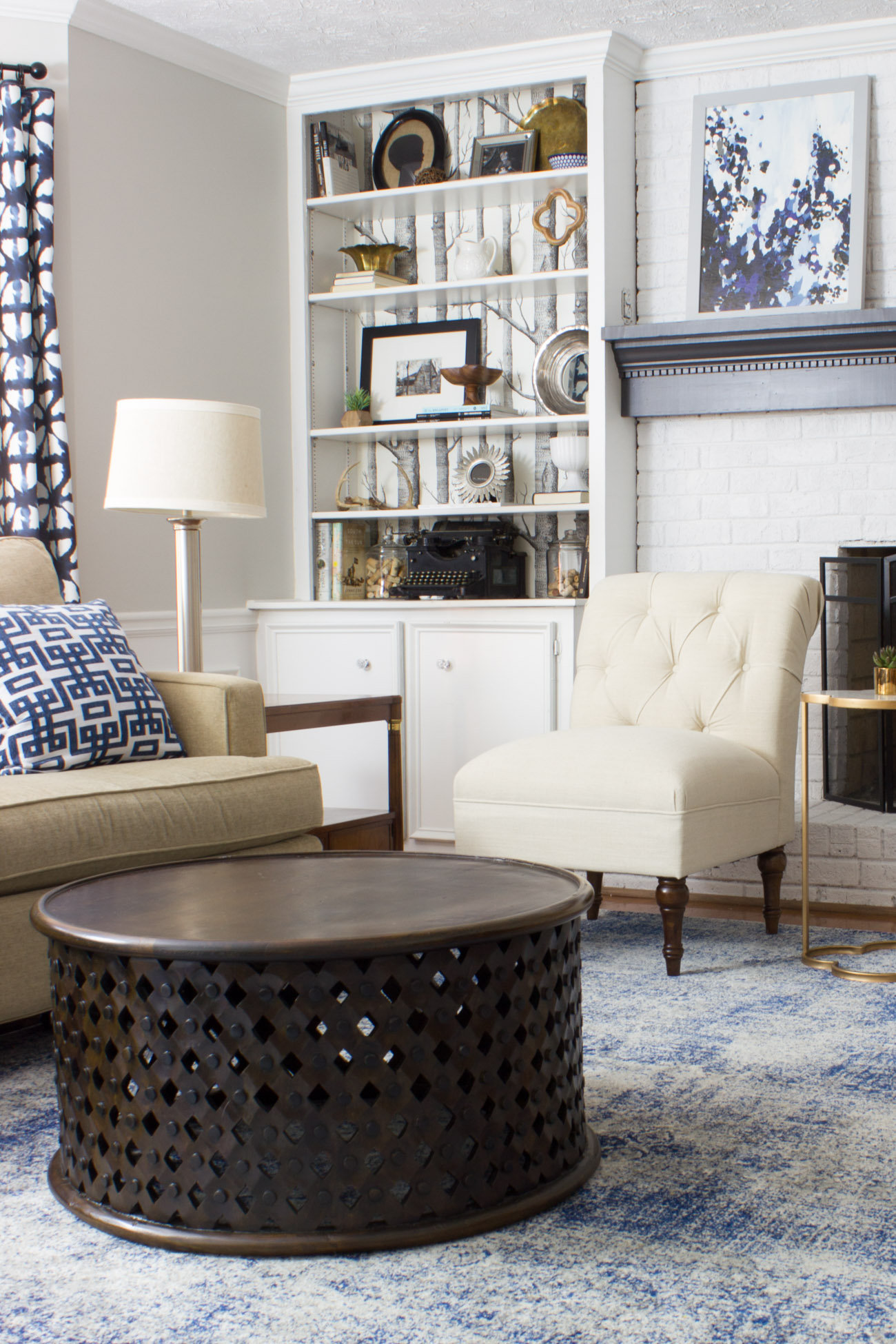 Navy & Indigo Family Room Makeover Reveal - Erin Spain