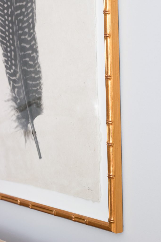 Family Room Sneak Peek & Custom Framed Feather Art - Erin Spain