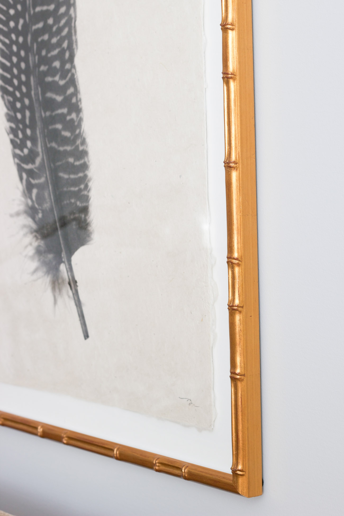 Family Room Sneak Peek & Custom Framed Feather Art - Erin Spain