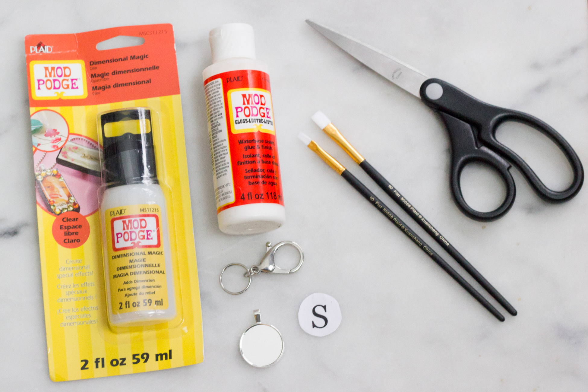 DIY Monogram Keychain & National Mod Podge Day - Erin Spain