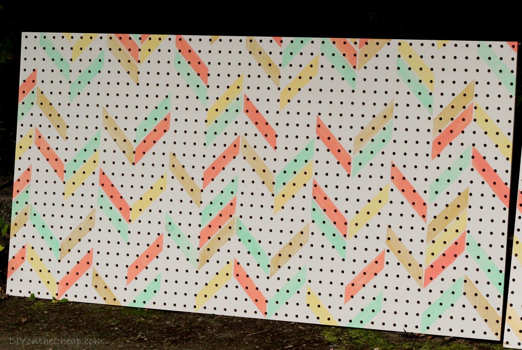 Herringbone Stenciled Pegboard - Erin Spain