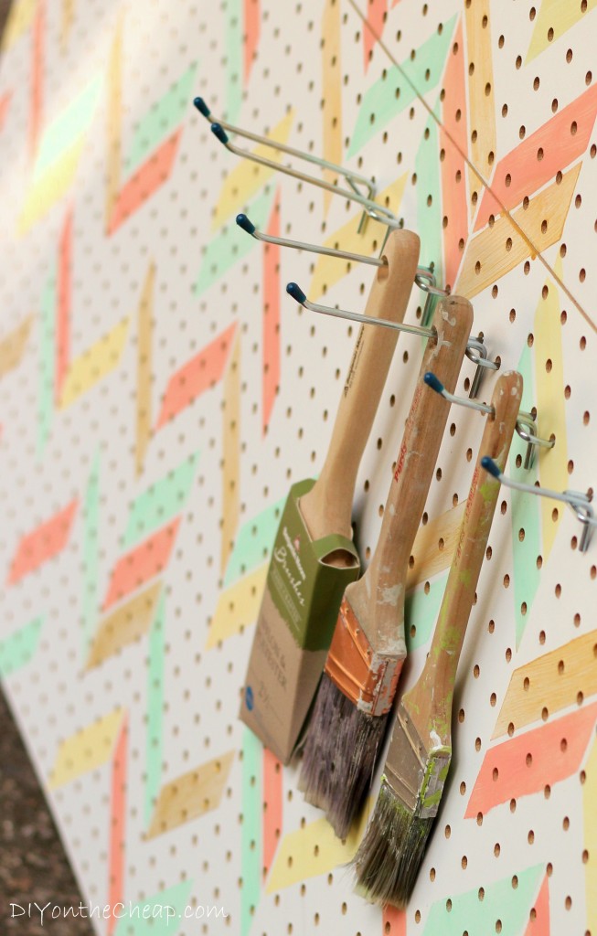 Herringbone Stenciled Pegboard - Erin Spain