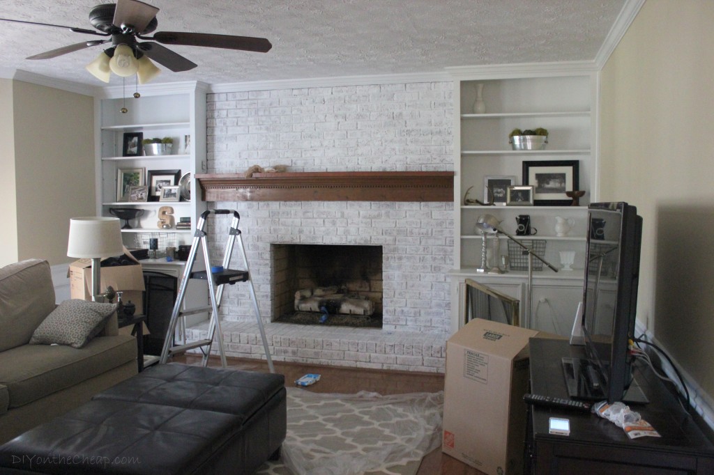 How to Whitewash a Brick Fireplace - Erin Spain